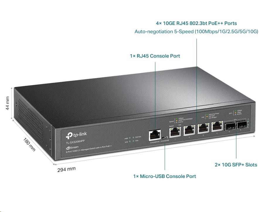 TP-Link OMADA JetStream preklopnik TL-SX3206HPP (4x10GbE, 2xSFP+, 4xPoE ...