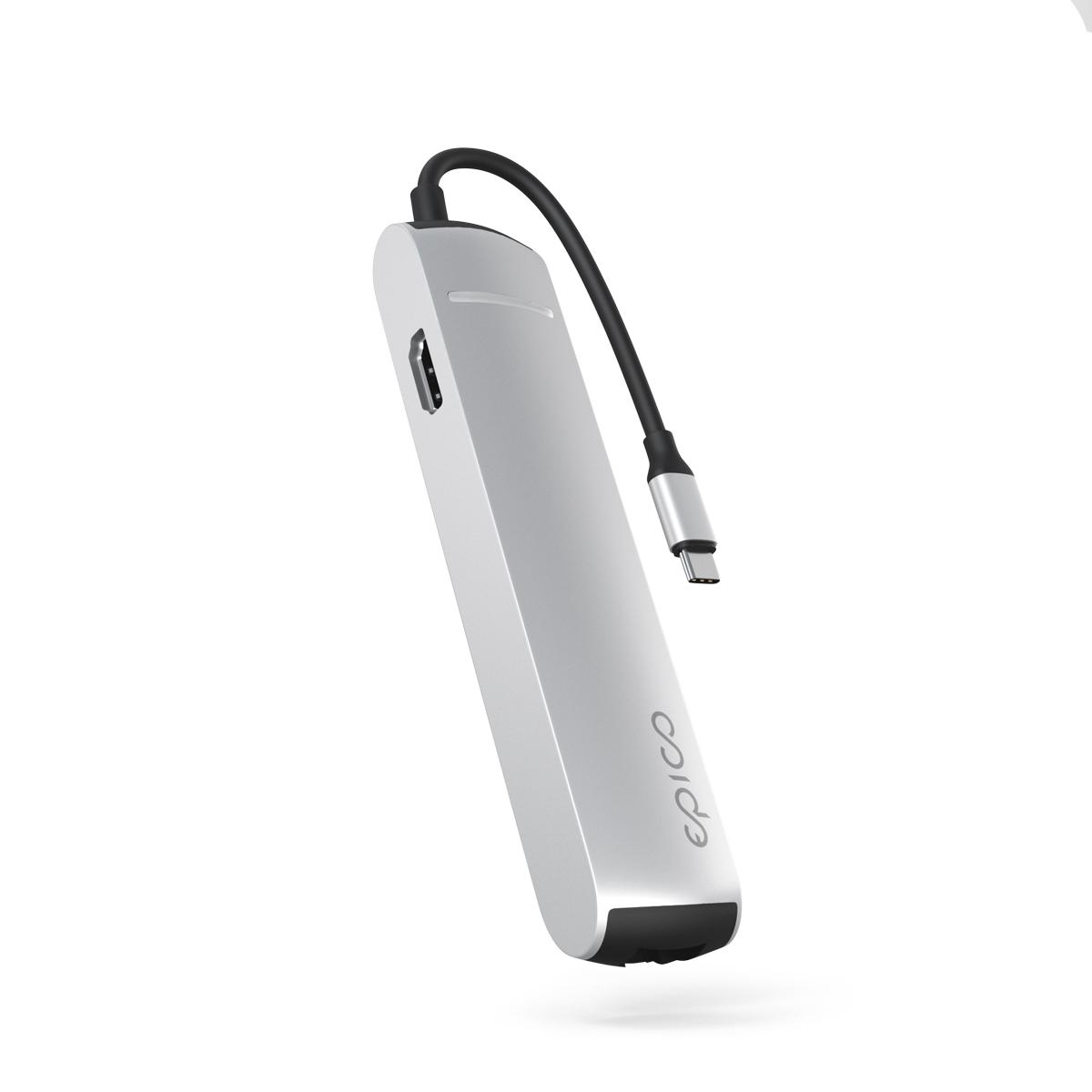 Epico 6u1 Slim Hub 8K s USB-C konektorom - srebrni | TonerPartner.hr