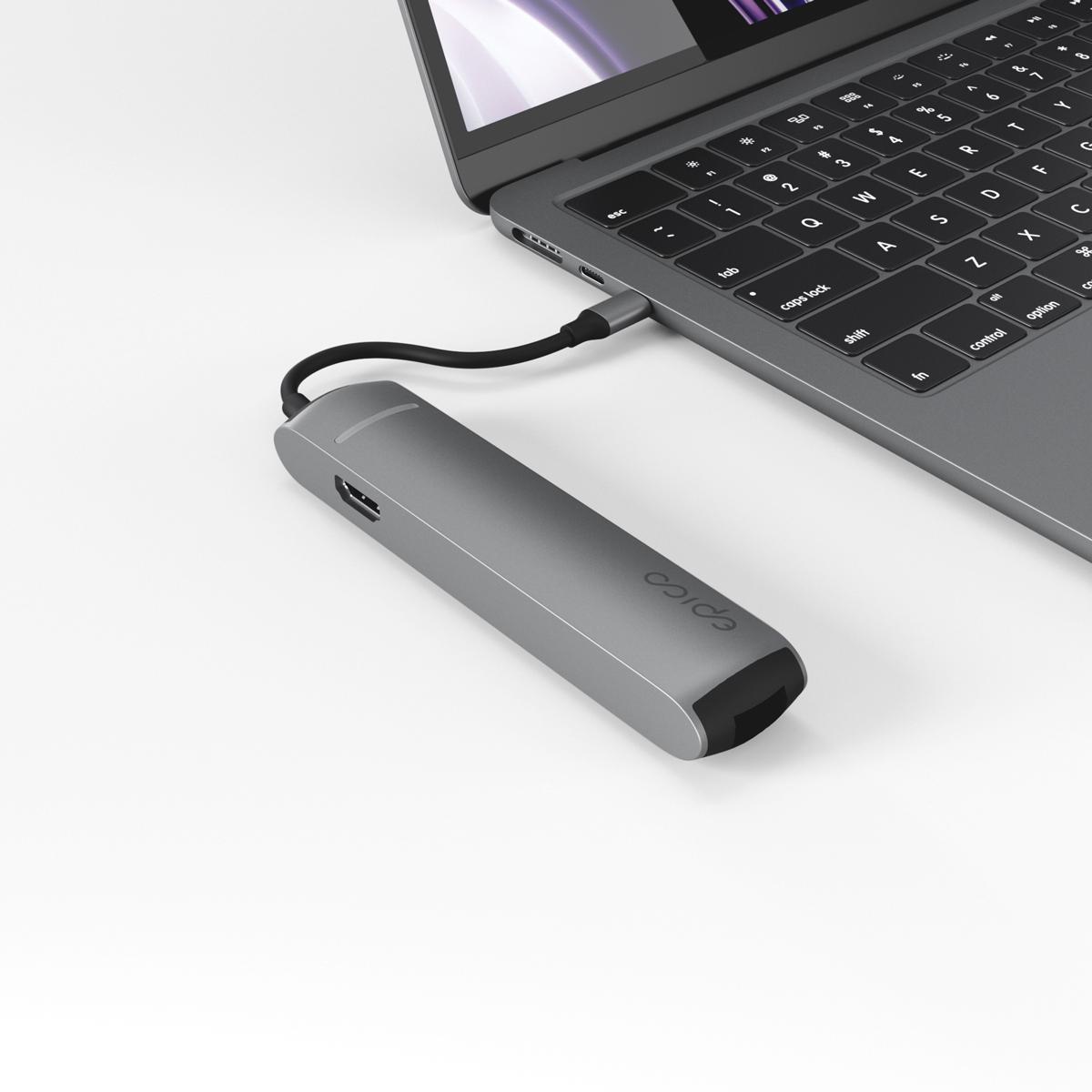 Epico 6u1 Slim Hub 8K s USB-C konektorom - sivi | TonerPartner.hr